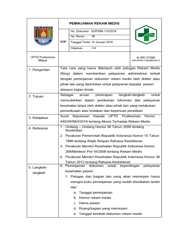 SOP Peminjaman RM Rev | PDF | Hukum