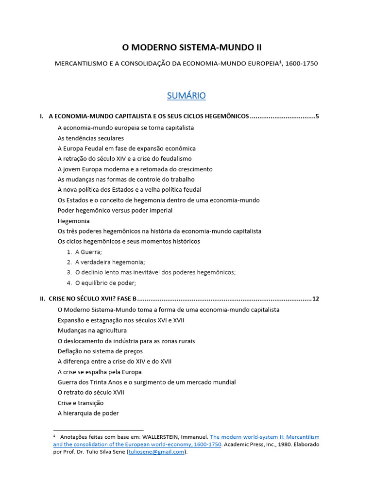 O Moderno Sistema-Mundo II | PDF