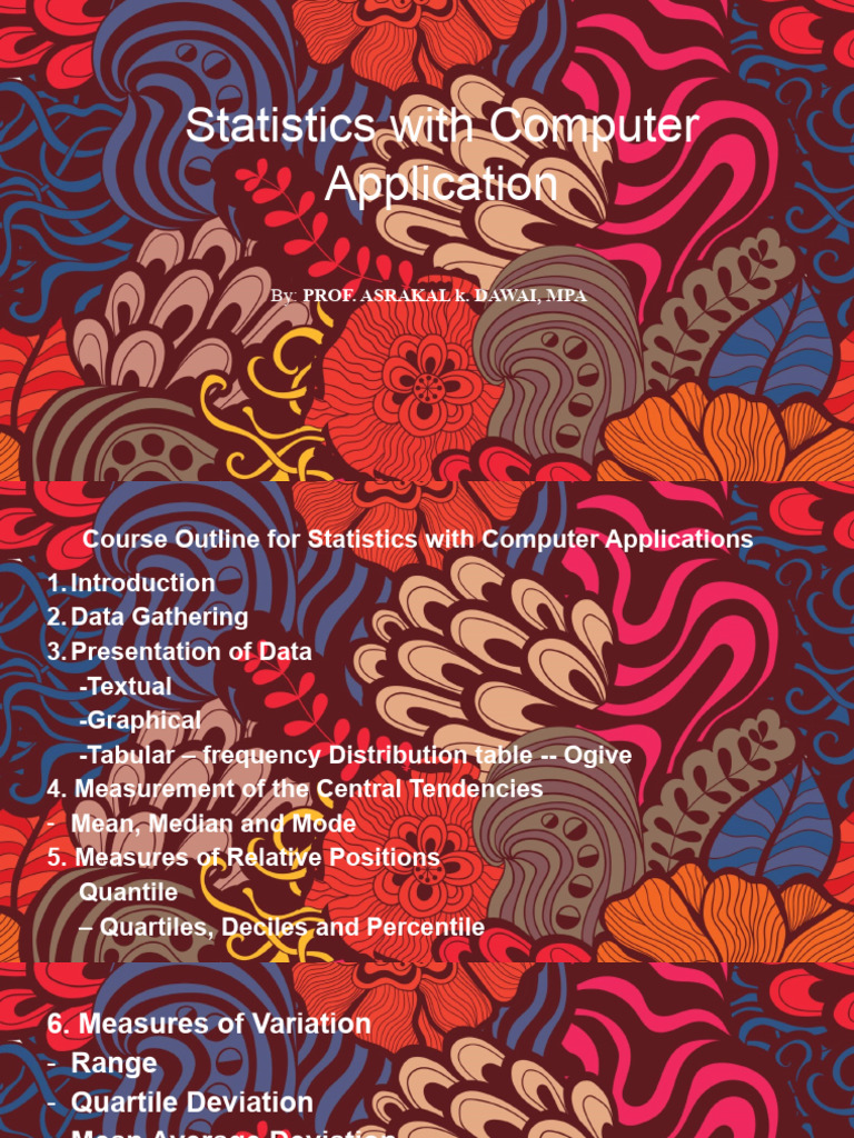 Statistics With Computer Application | PDF | Level Of Measurement | Statistics