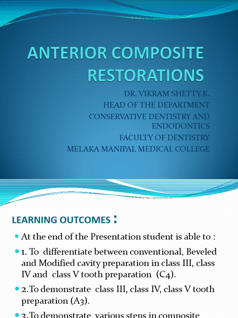 L3 Anterior Composite Restorations Dr Vikram Pdf Tooth Enamel