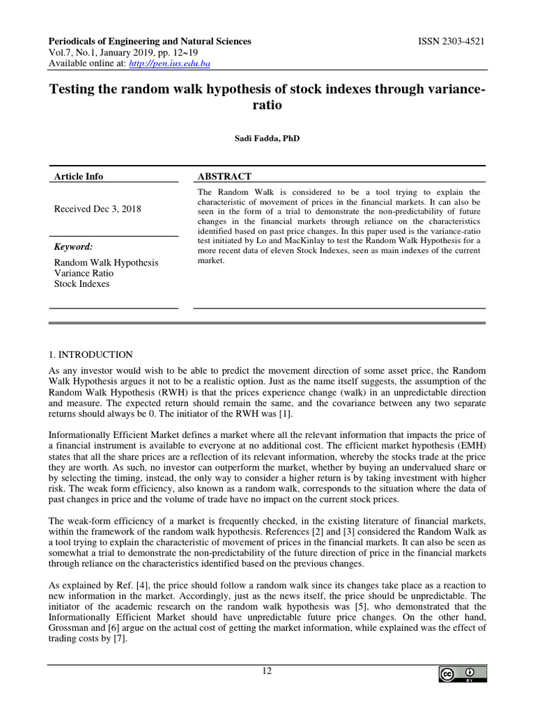 Testing The Random Walk Hypothesis of Stock Indexes Through Variance ... Testing The Random Walk Hypothesis of Stock Indexes Through Variance ...