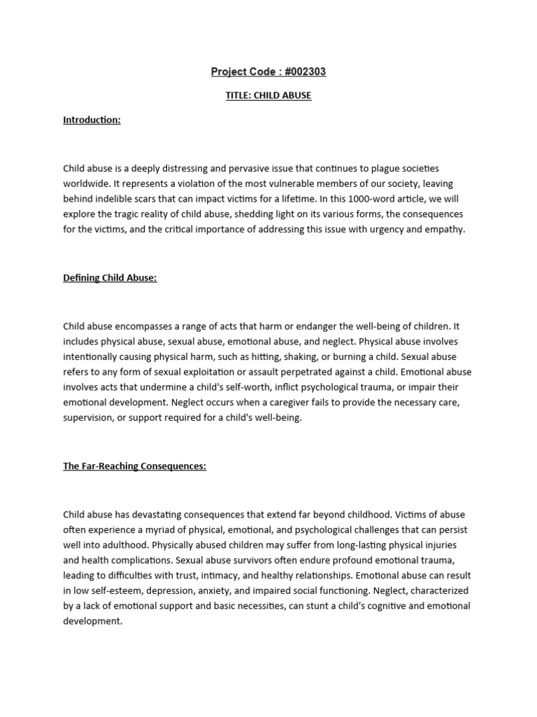 Understanding Child Abuse Impact | PDF | Child Abuse | Child Sexual Abuse