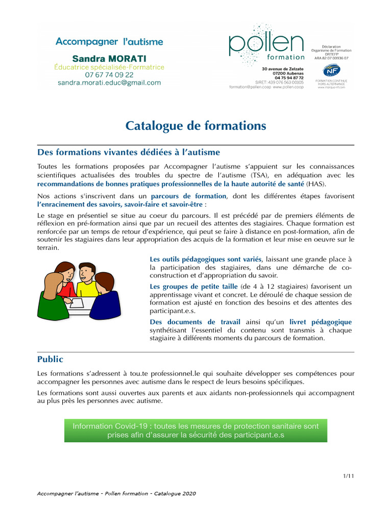 Formations Autisme: Pro et Aidants | PDF | Trouble du spectre de l ...