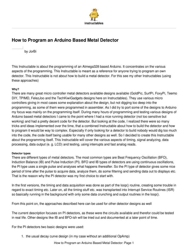 How To Program An Arduino Based Metal Detector | PDF | Detector (Radio) | Analog To Digital ...