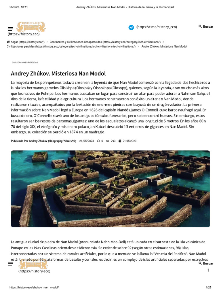 Andrey Zhúkov. Misteriosa Nan Modol - Historia de La Tierra y La ...