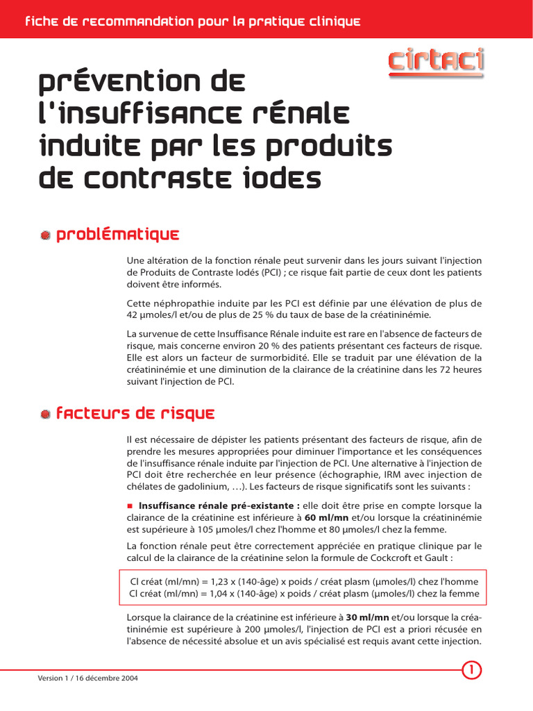 Fiche Rein | PDF | Insuffisance rénale chronique | Créatinine