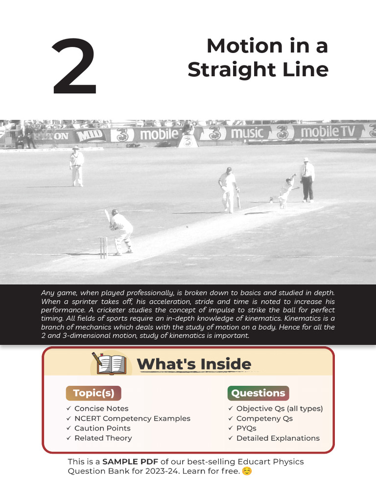 Class 11 Physics: Motion in a Straight Line | PDF | Acceleration ...