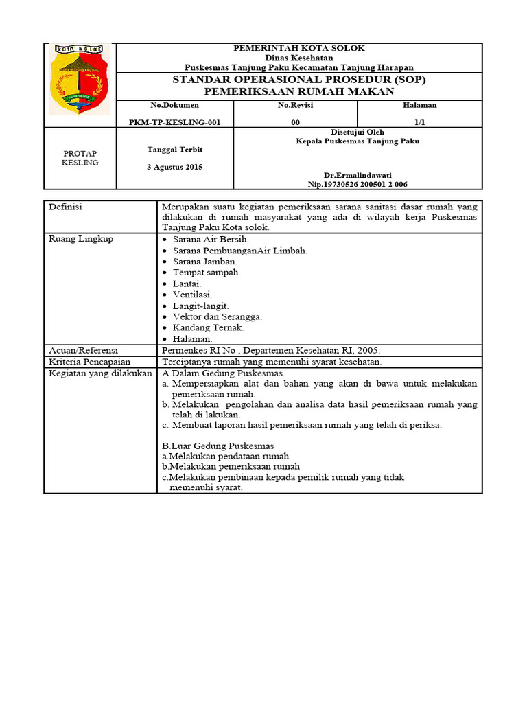 SOP Rumah Makan | PDF