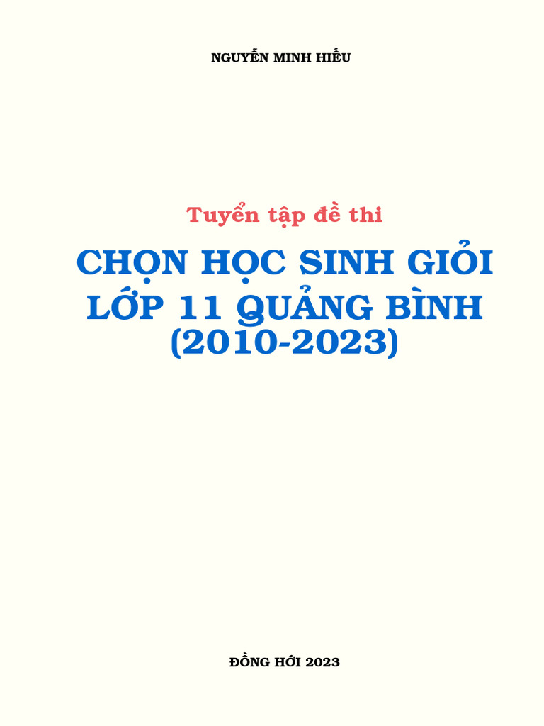 Tuyen Tap de Thi Hoc Sinh Gioi Toan 11 So GDDT Quang Binh 2010 2023 | PDF