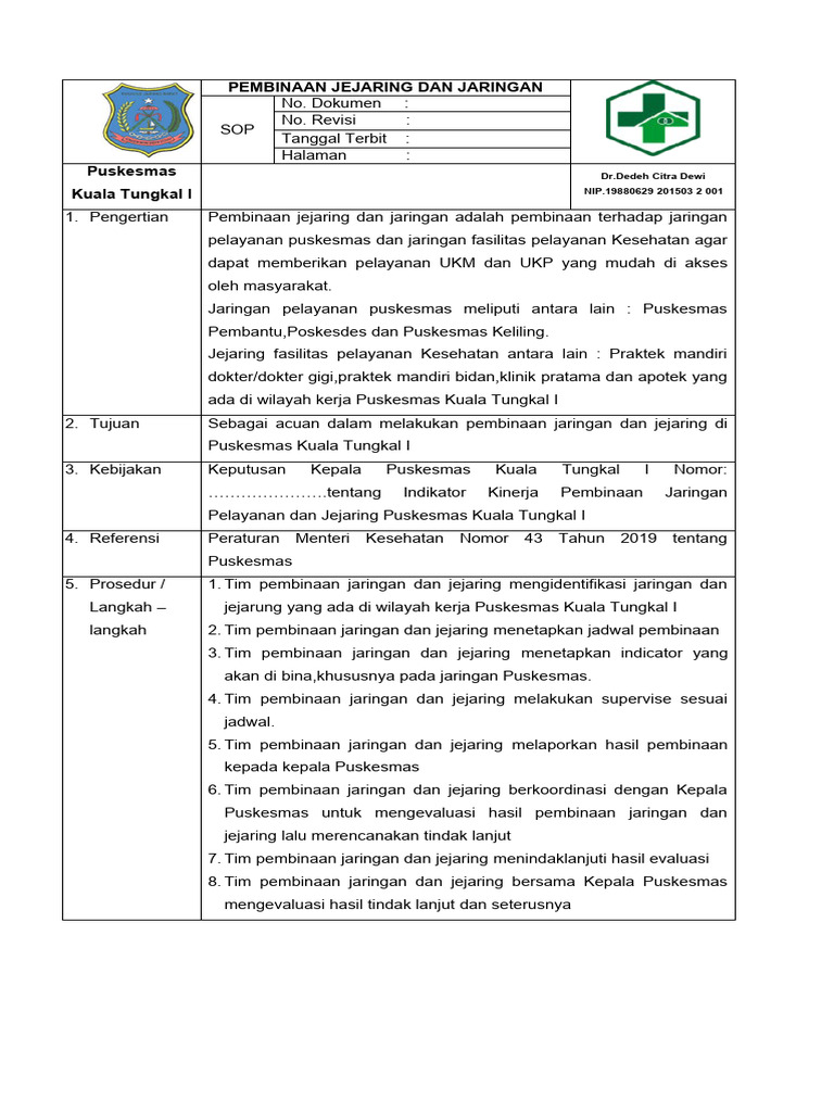Sop Jejaring Dan Jaringan | PDF