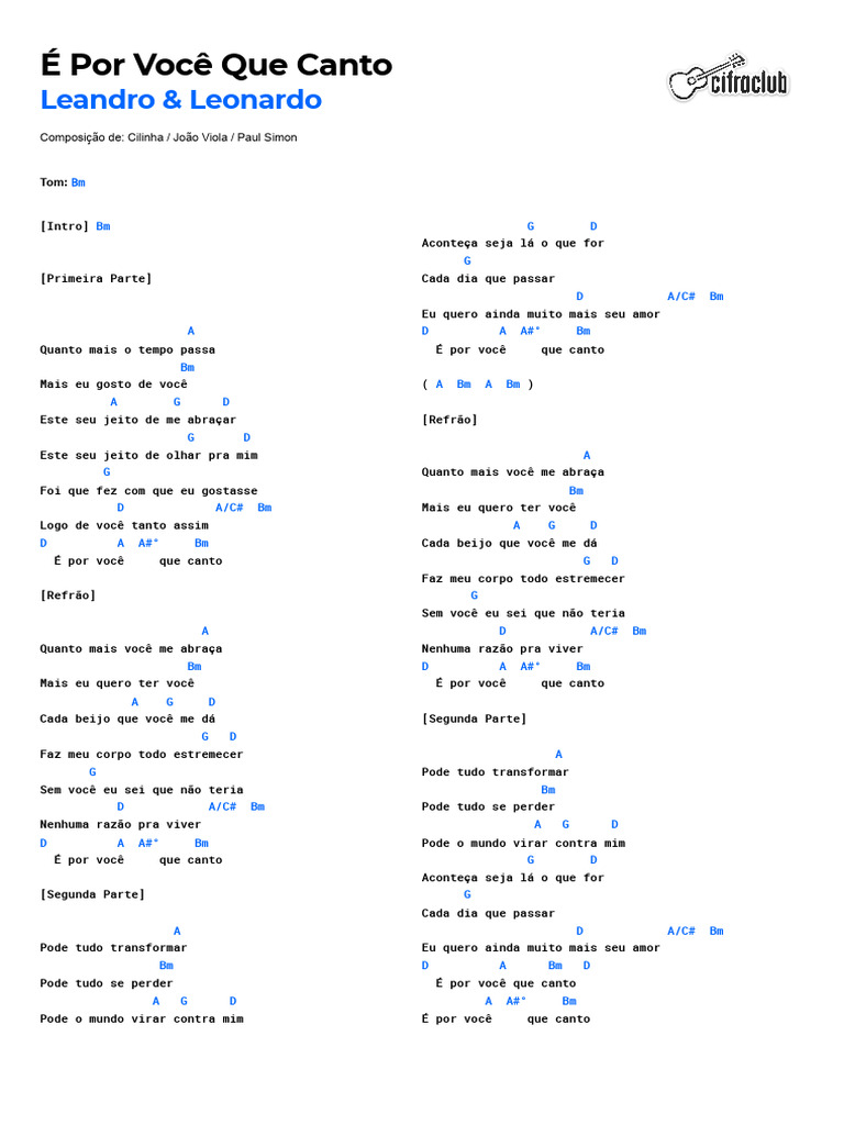 É Por Você Que Canto | PDF