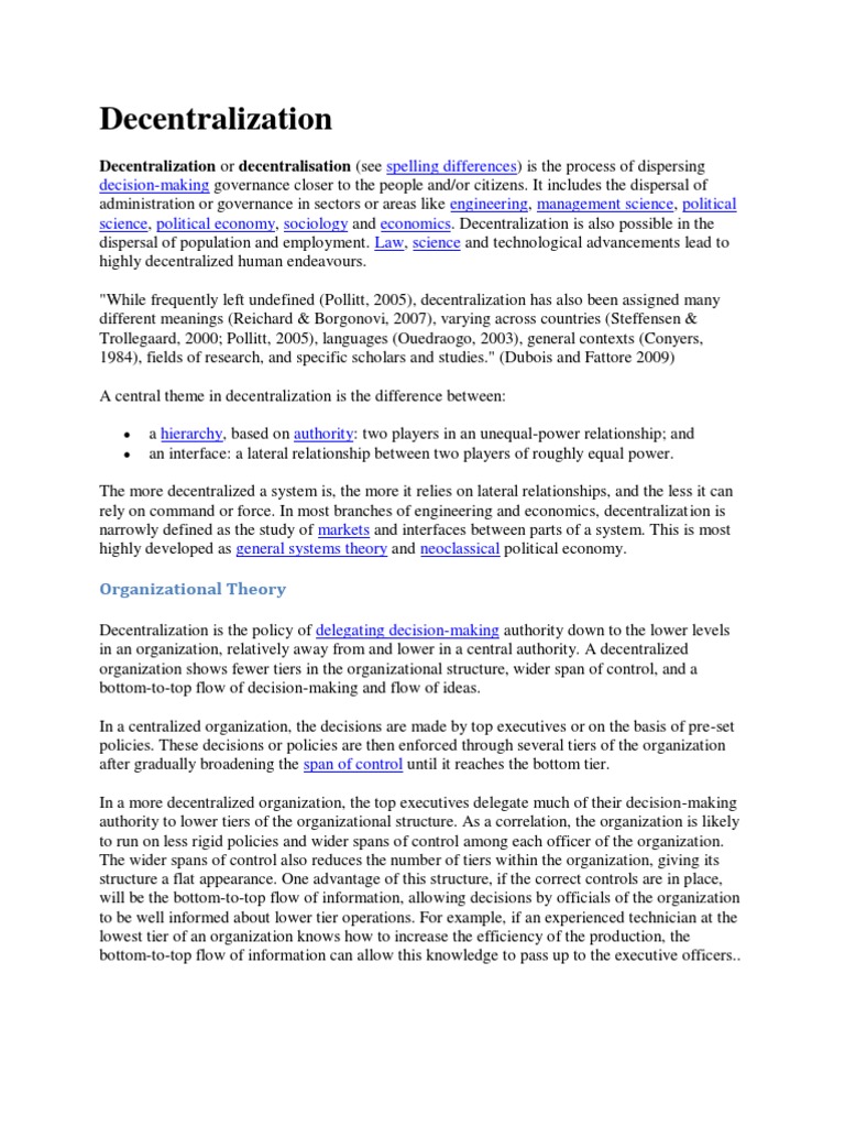 Decentralization | PDF | Decentralization | Devolution