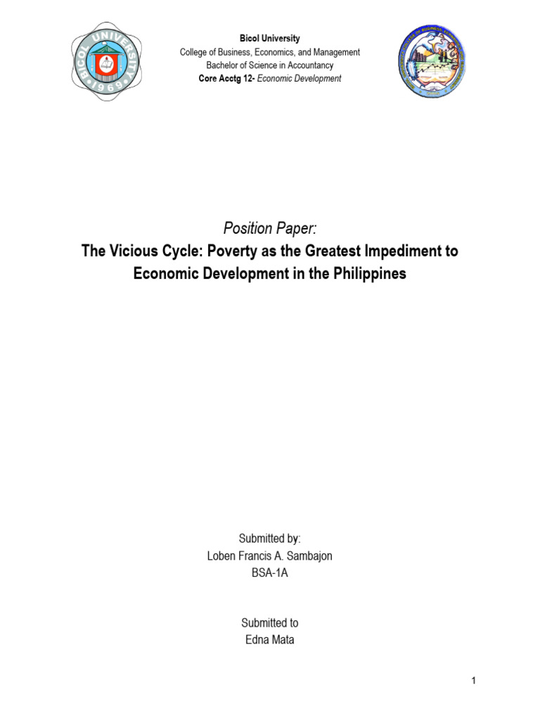 Sambajon, Loben Francis A - Position Paper - Economic Development | PDF ...