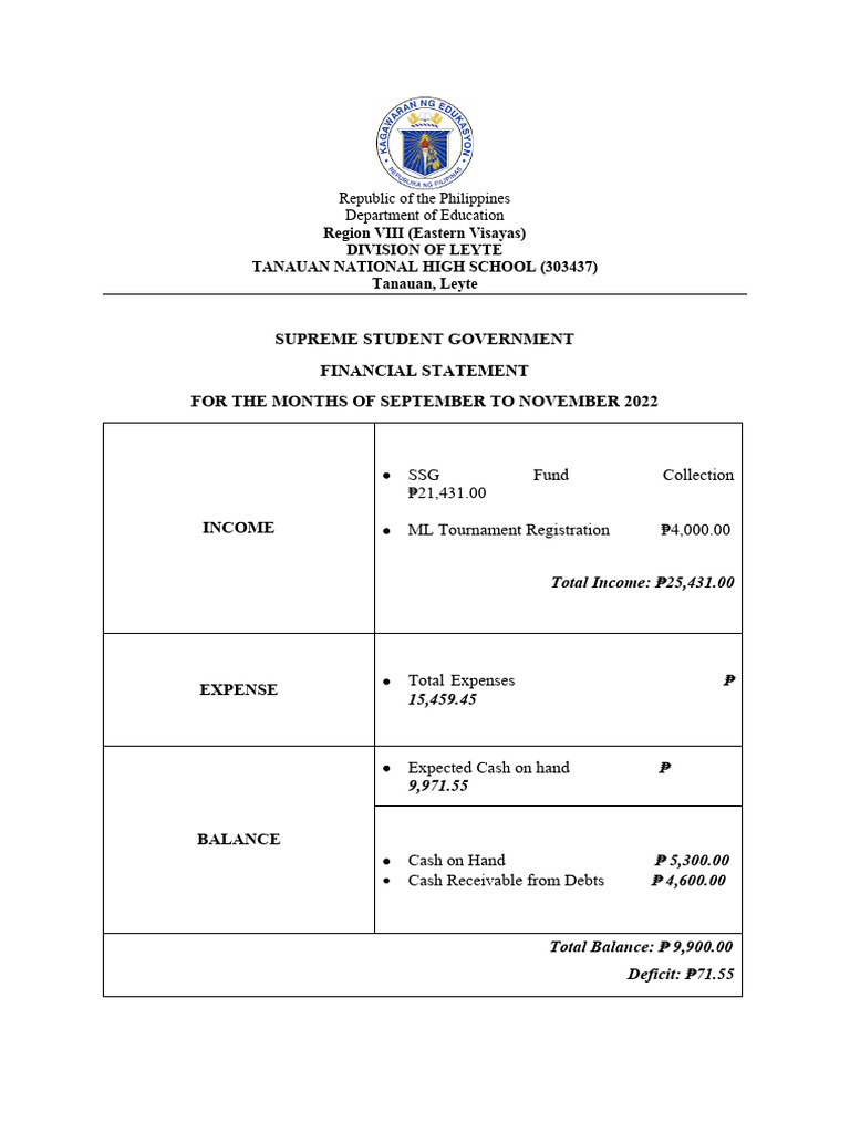 SSG Financial Statement | PDF