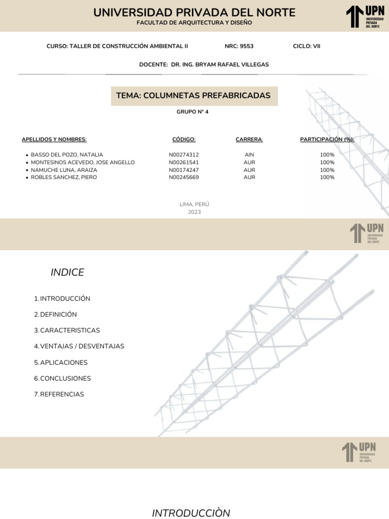 Columnetas Prefabricadas: Guía Técnica | PDF | Hormigón | Rigidez