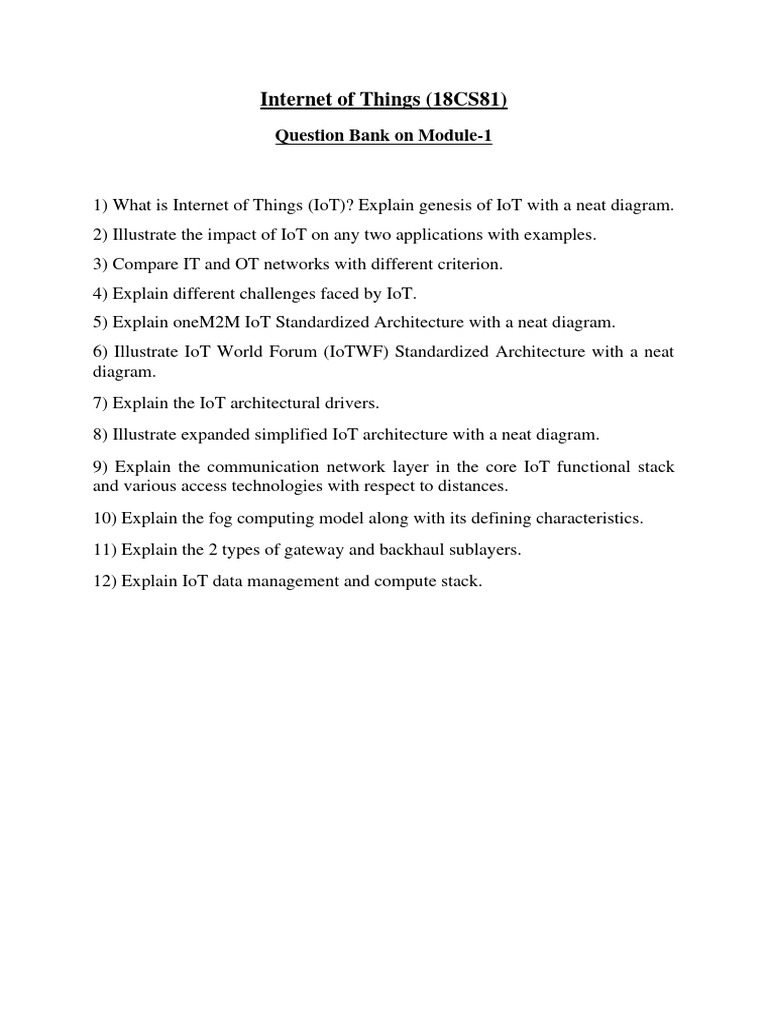 IoT Module-1 Question Bank | PDF