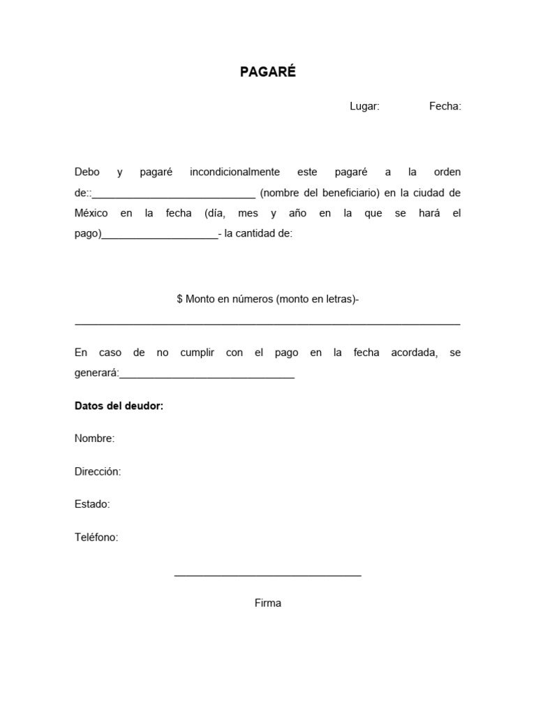 Modelo Pagaré | PDF