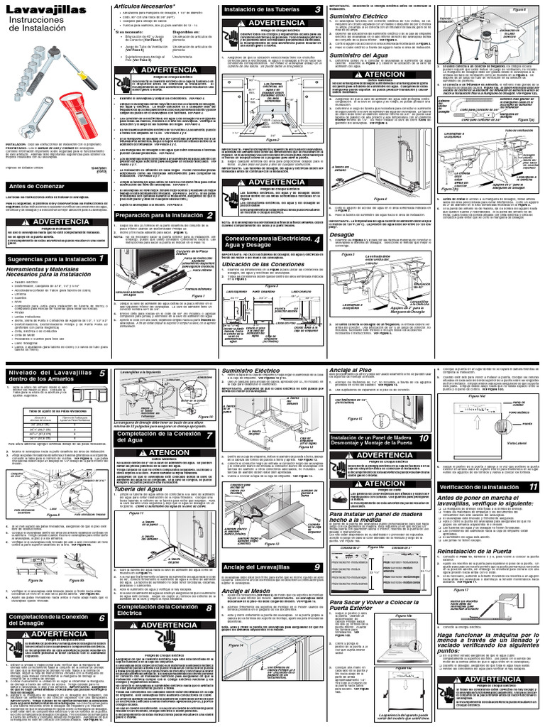 Manual Instalacion Lavavajillas | PDF | Lavavajillas | Colector de aguas pluviales