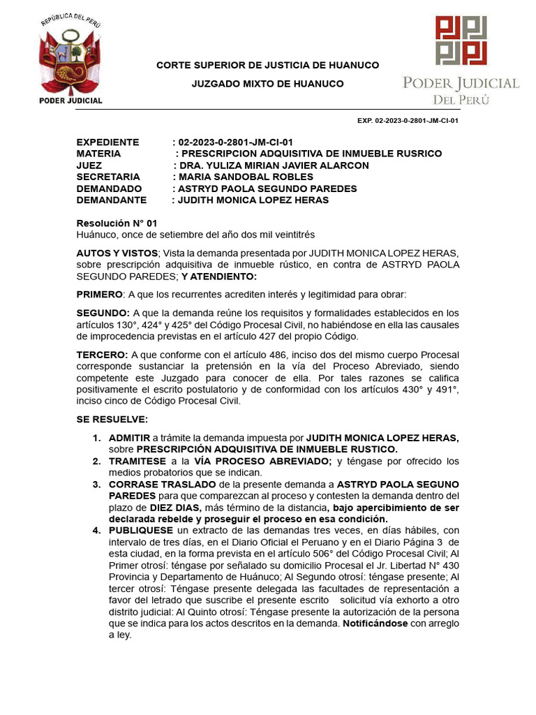 AUTO ADMISORIO PFC | PDF | Ley procesal | Justicia