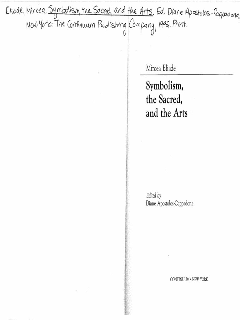 Eliade Symbolism The Sacred and The Arts | PDF