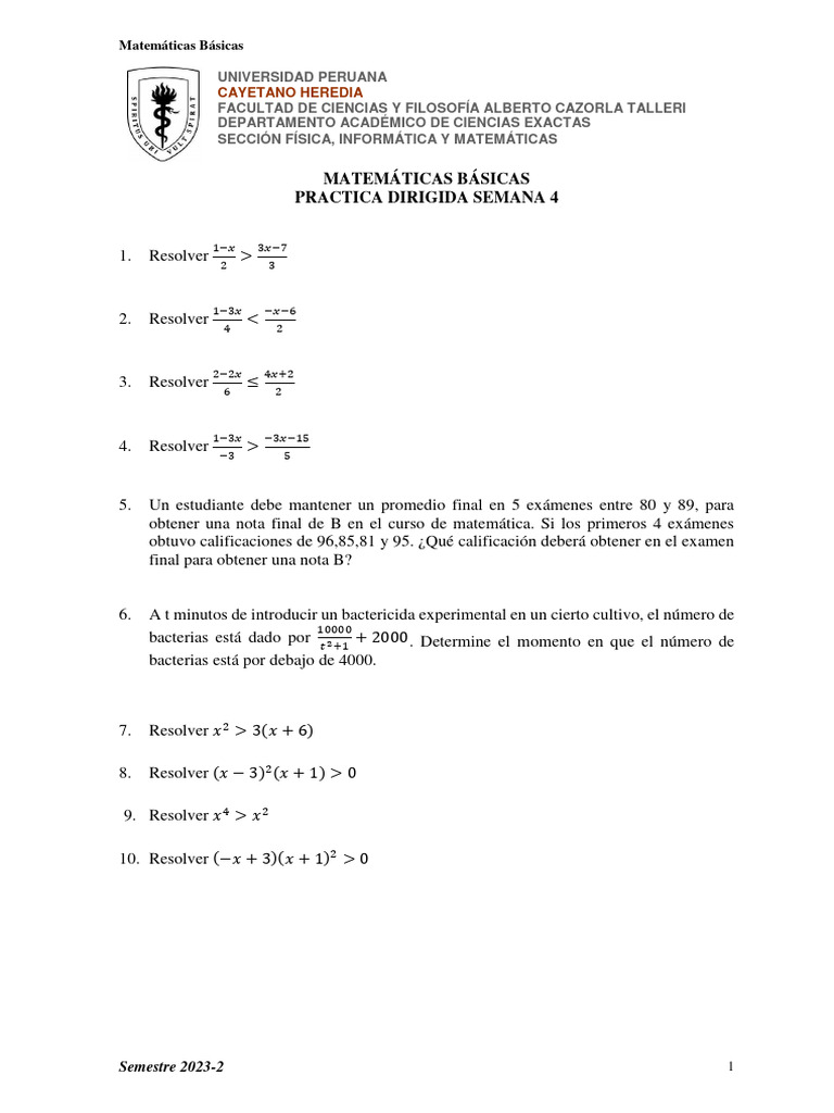 Practica Dirigida Semana 4 | PDF Practica Dirigida Semana 4 | PDF