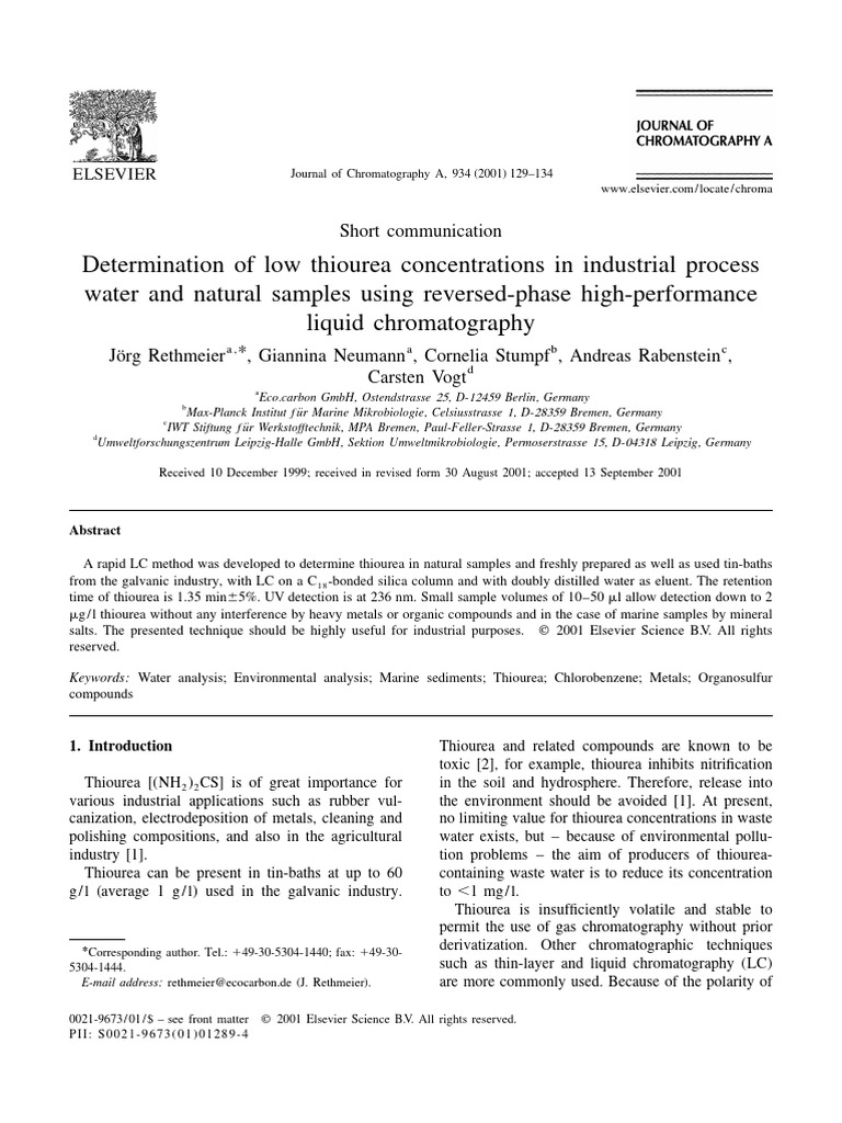 Rethmeier 2001 | PDF | Chromatography | High Performance Liquid ...