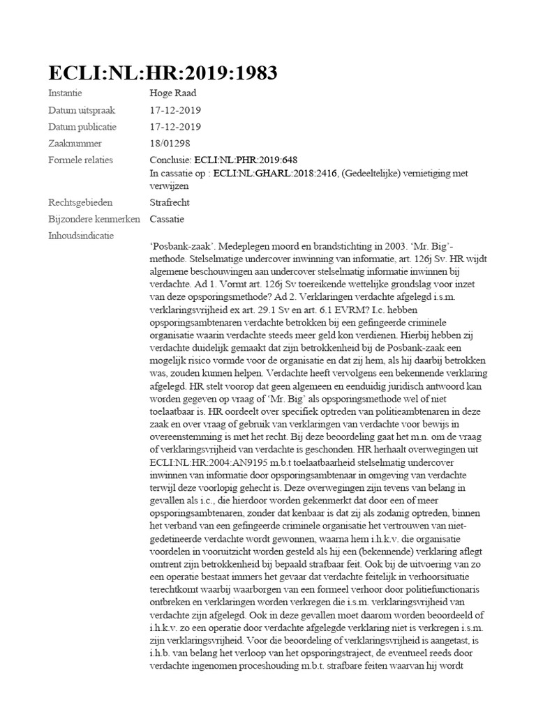 Ecli NL HR 2019 1983 | PDF