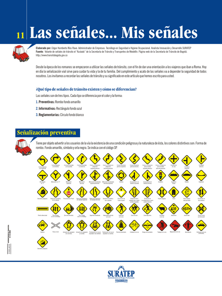 Tipos de señales de tránsito explicados | PDF | Calle | Peatonal