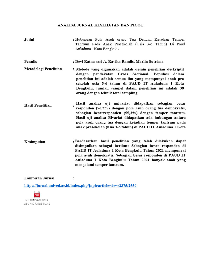 Analisa Jurnal Kesehatan Dan Picot | PDF