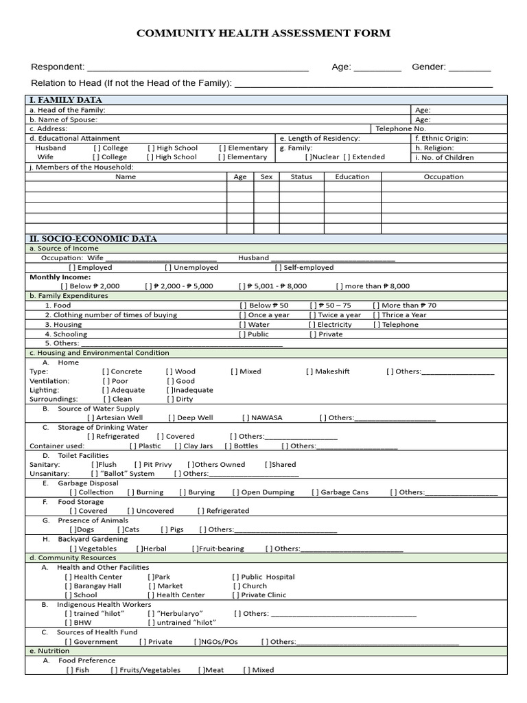 Community Health Assessment Form | PDF | Health Care