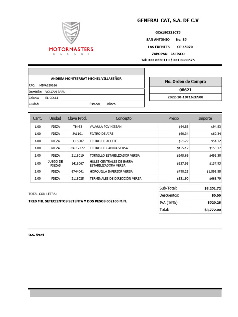 Orden de Compra Doble LL | PDF