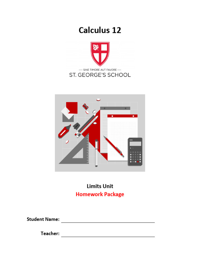 Calculus 12 - Limits Unit - Homework Package | PDF | Tangent | Derivative