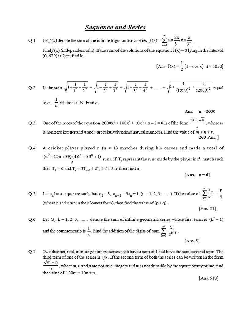 Seq N Ser Adv 1 | PDF | Trigonometric Functions | Sequence