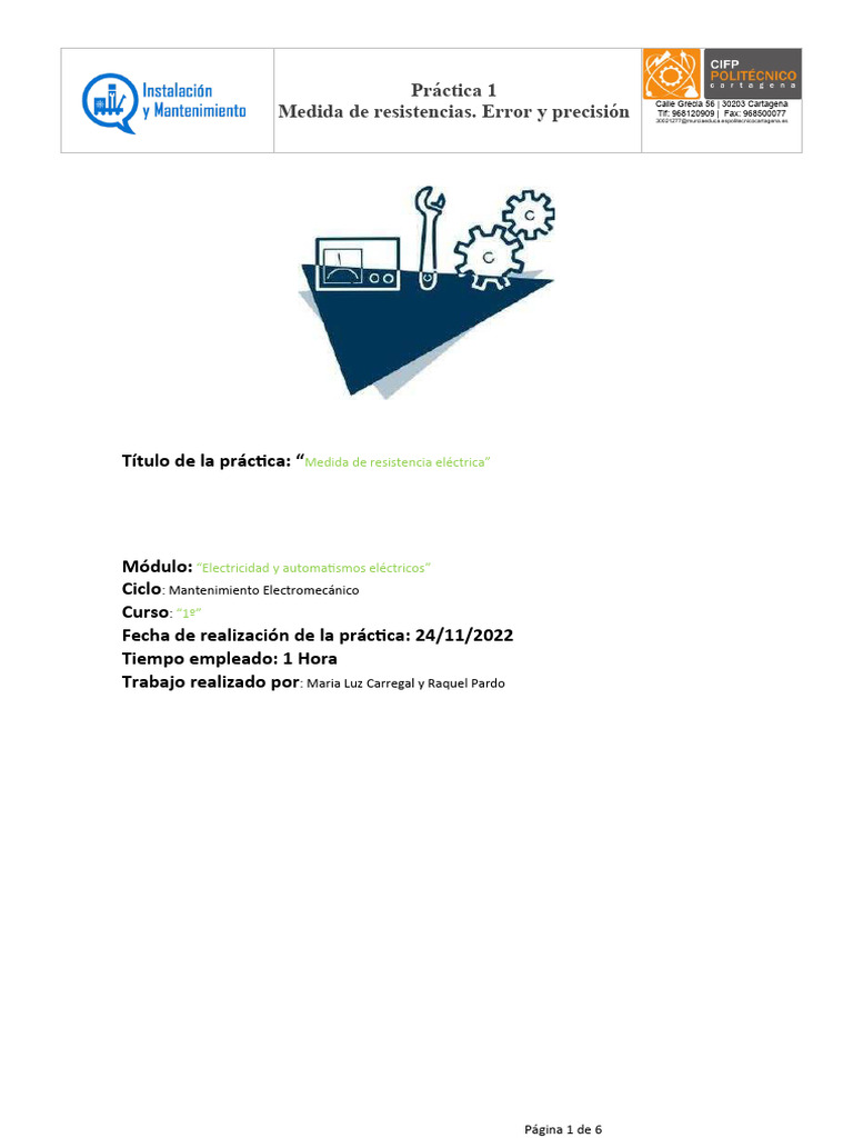 Práctica 1. Medida de Resistencias. Error y Precisión. | PDF