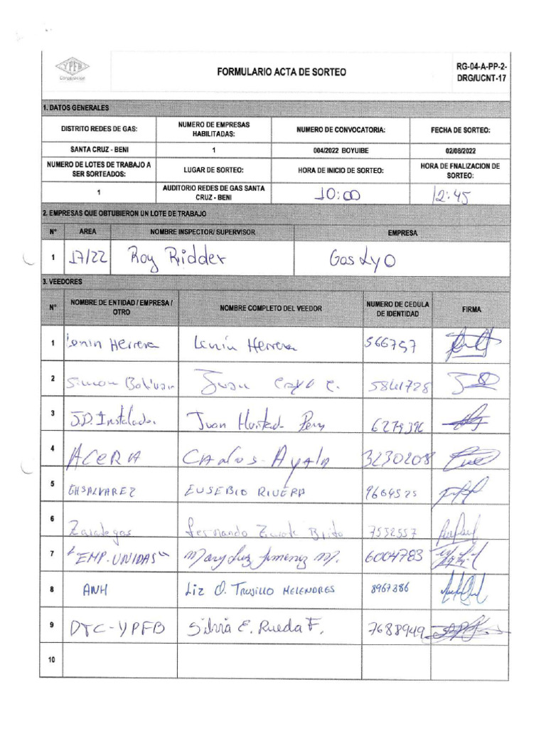Acta de Sorteo Ii-Drsb-004-2022 | PDF