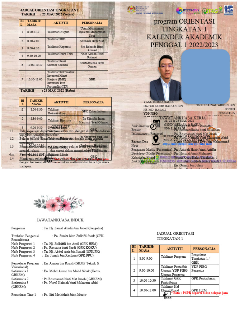 Minggu Orientasi Ting 1 2022 Pdf