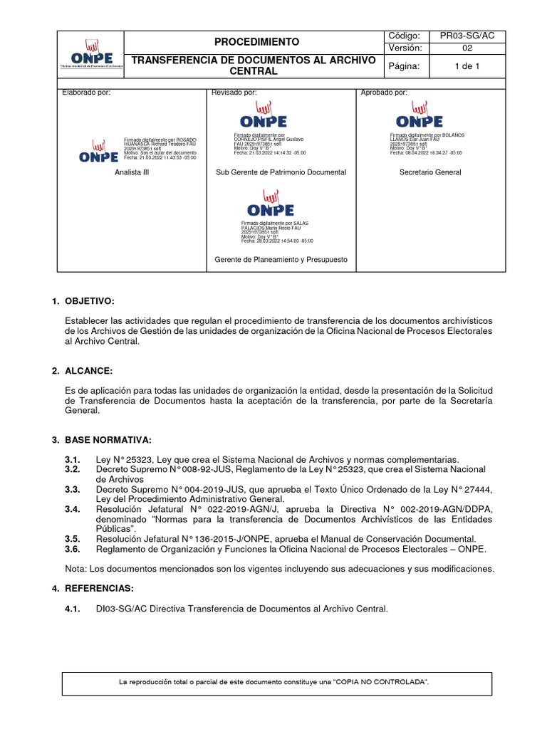 PR03 - SG-AC Transferencia de Documentos - V02 | PDF | Ciencias de la ...