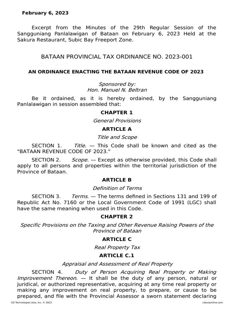 365722-2023-Bataan Revenue Code of 202320230911-25-m5b4p0 | Download ...