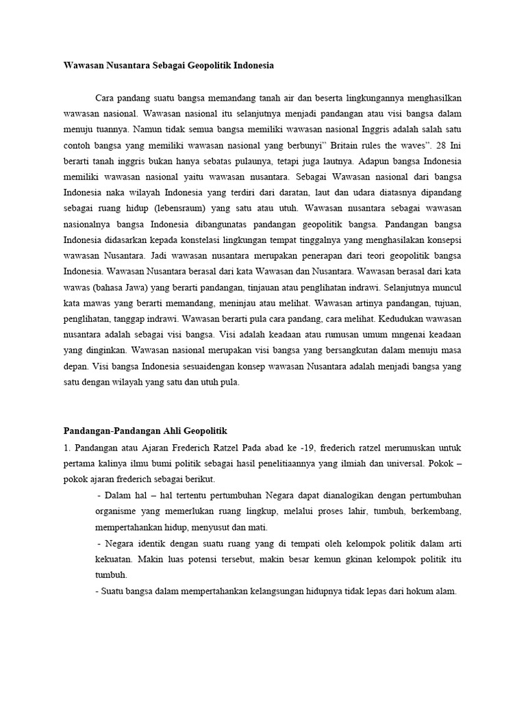 Wawasan Nusantara Sebagai Geopolitik Indonesia | PDF