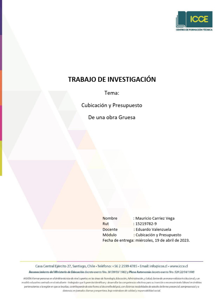 TRABAJO DE INVESTIGACIÓN Cubicación y Presupuesto MC | PDF | Presupuesto | Ingeniero civil