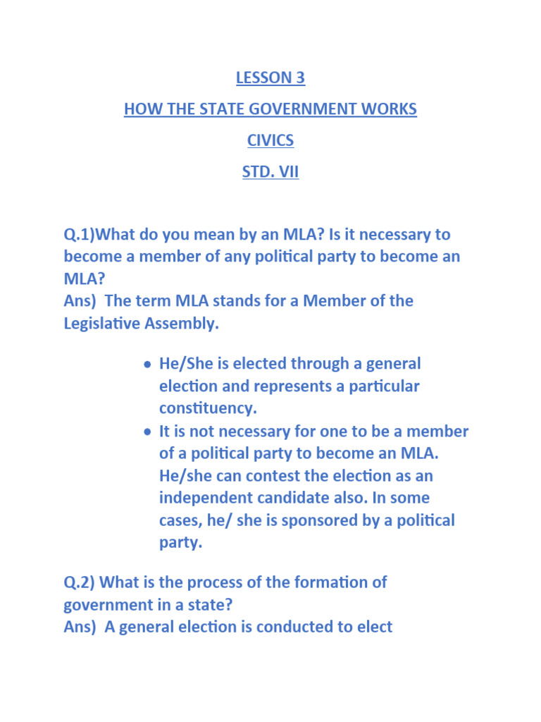 Final Notes How The State Government Works | PDF