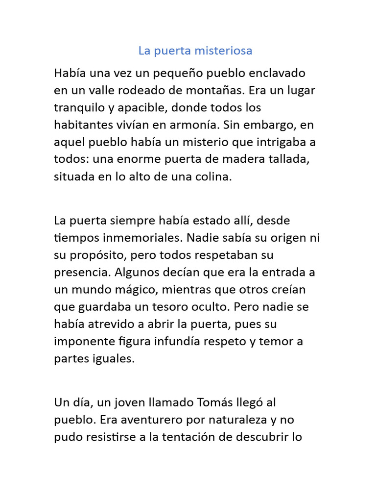 La Puerta Misteriosa | PDF La Puerta Misteriosa | PDF