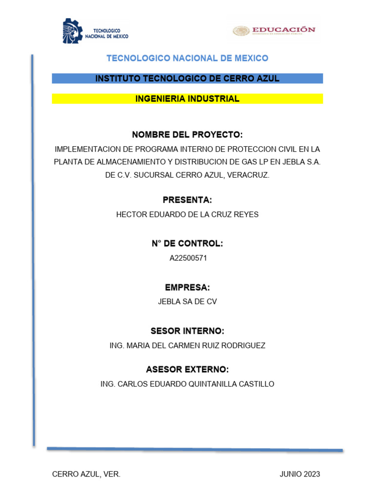 Programa Interno De Protección Civil 2023 Pdf Defensa Civil Riesgo