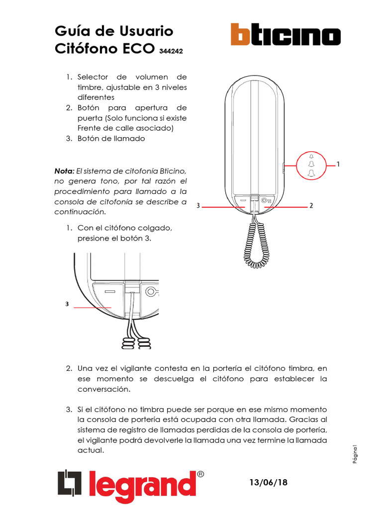 Guia de Usuario Citofono ECO | PDF