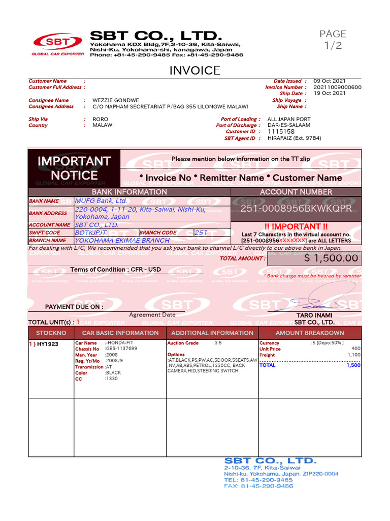 Important Notice: Invoice | PDF | Legal Liability | Receipt