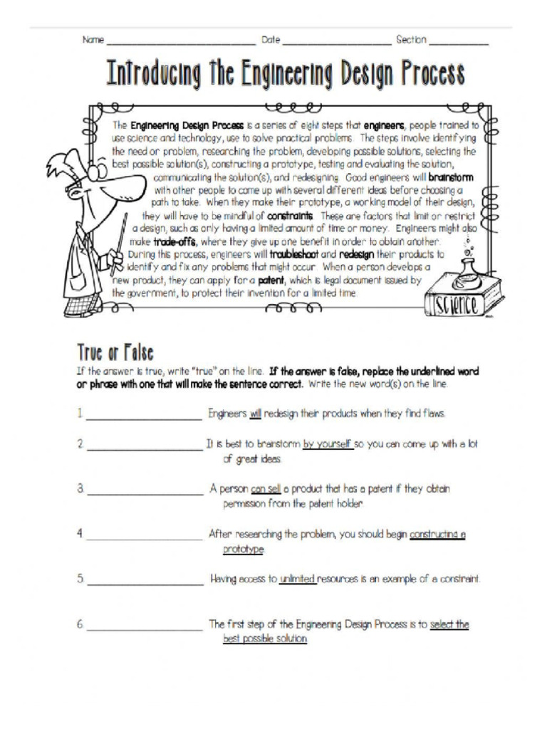 Engineering Design Process - Worksheet | PDF