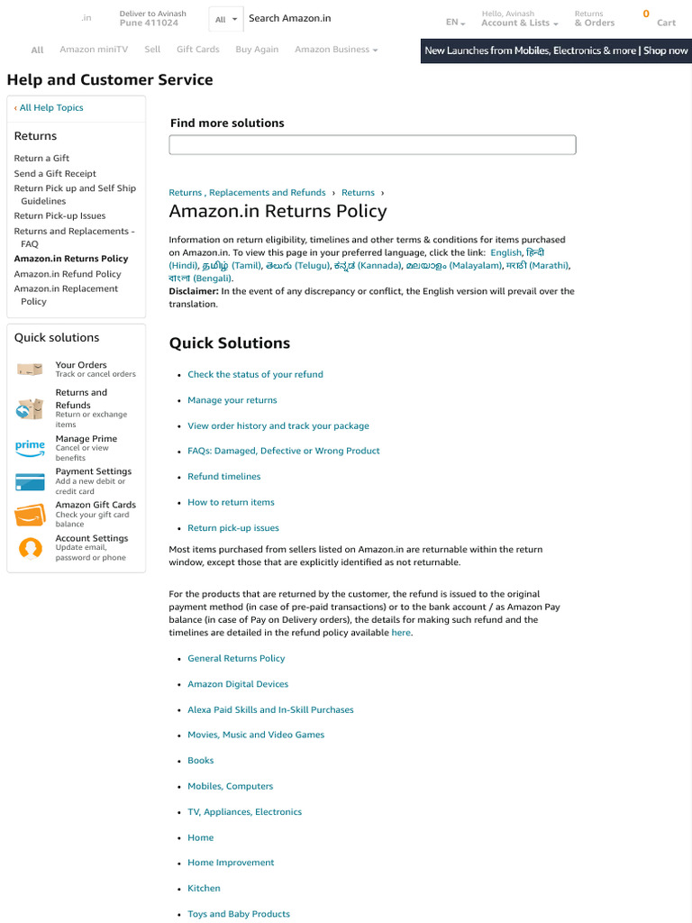 Amazon - in Returns Policy - Amazon Customer Service | PDF | Home ...