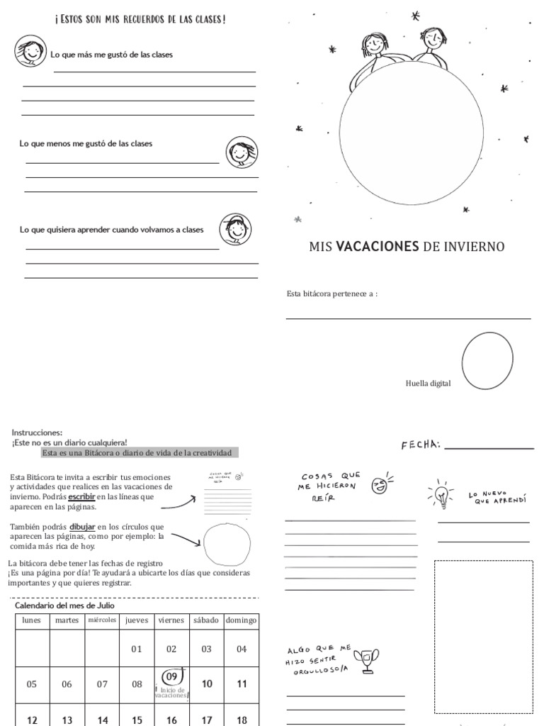 Bitácora Creativa de Vacaciones | PDF