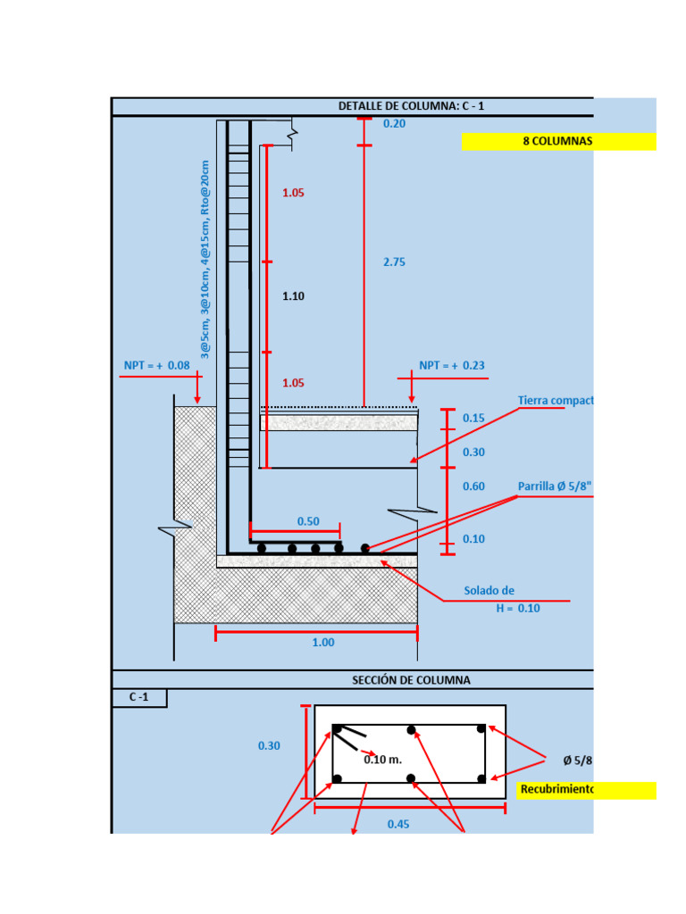 Metrado de Columnas y Placas Segundo Nivel | PDF