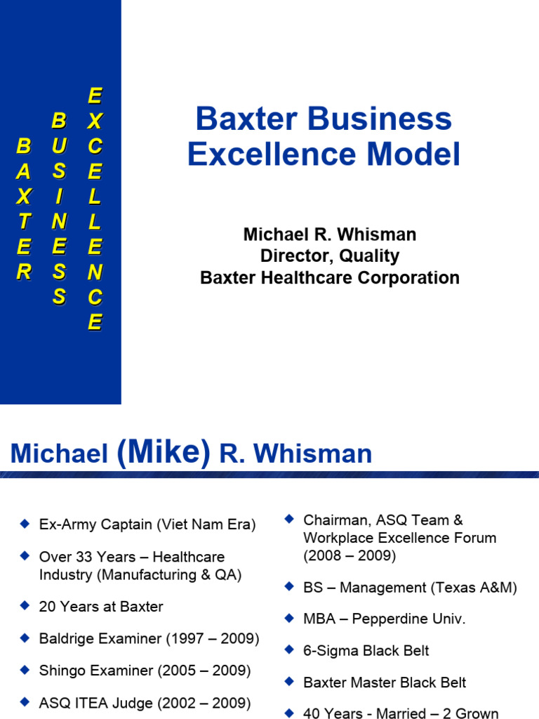 Baxter Business Excellence Model | PDF | Six Sigma | Design For Six Sigma